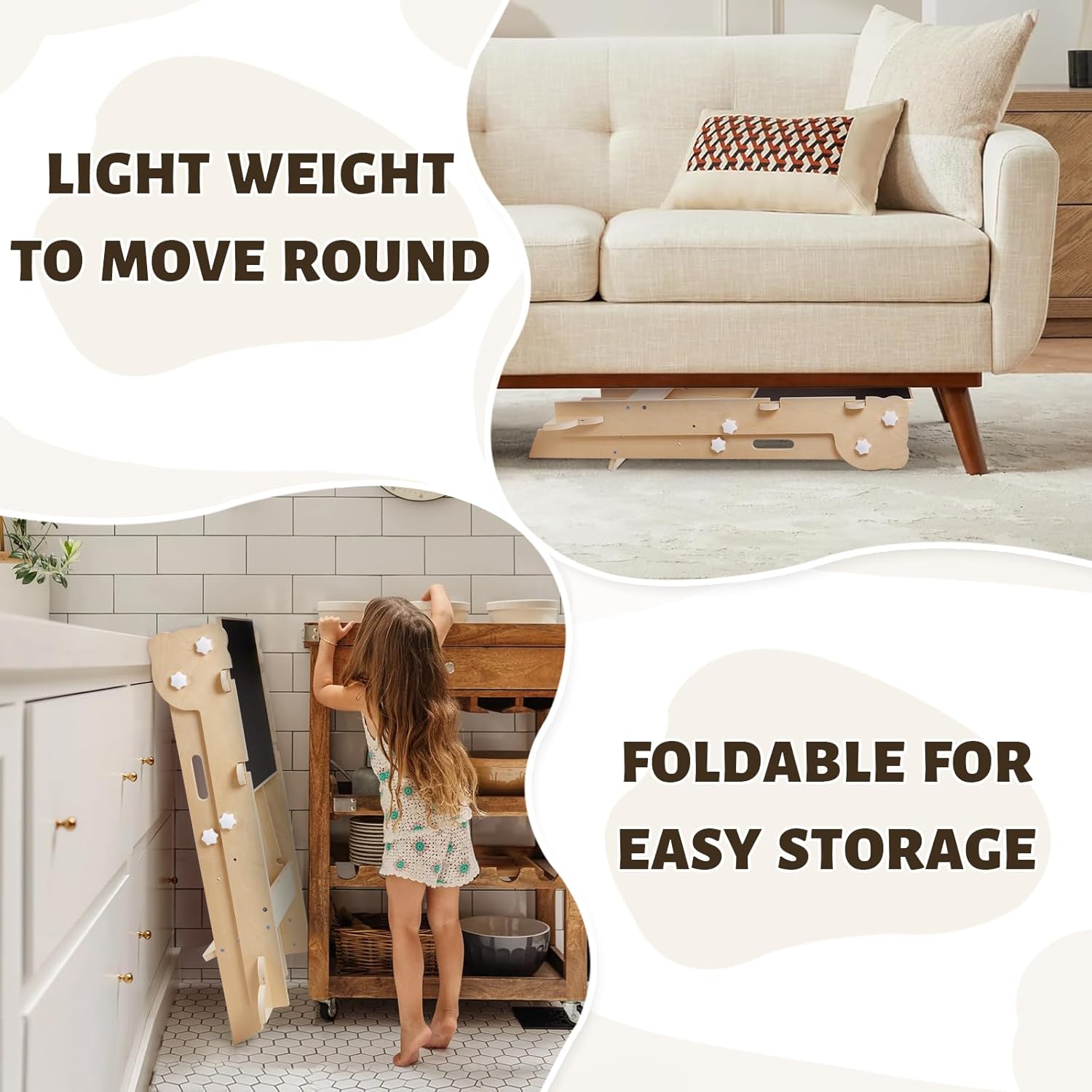 Foldable Learning Tower & Montessori Kitchen Tower (Log Color)