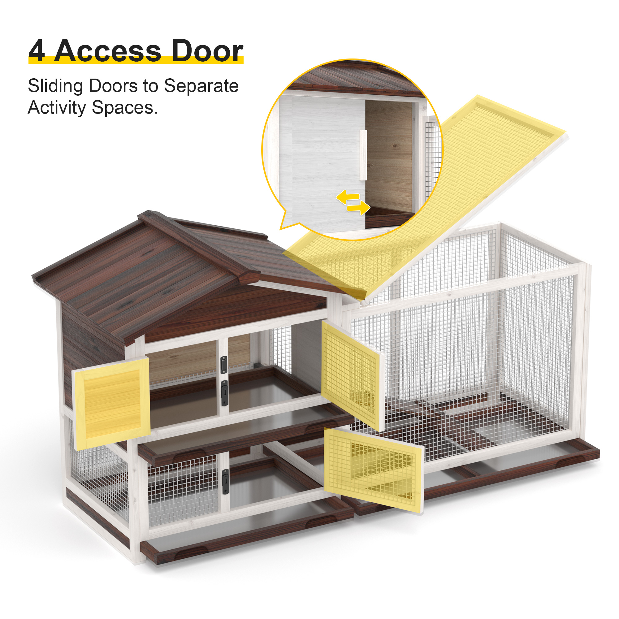 Kecreque Rabbit Cage Indoor & Outdoor Rabbit Hutch Weatherproof Bunny ...