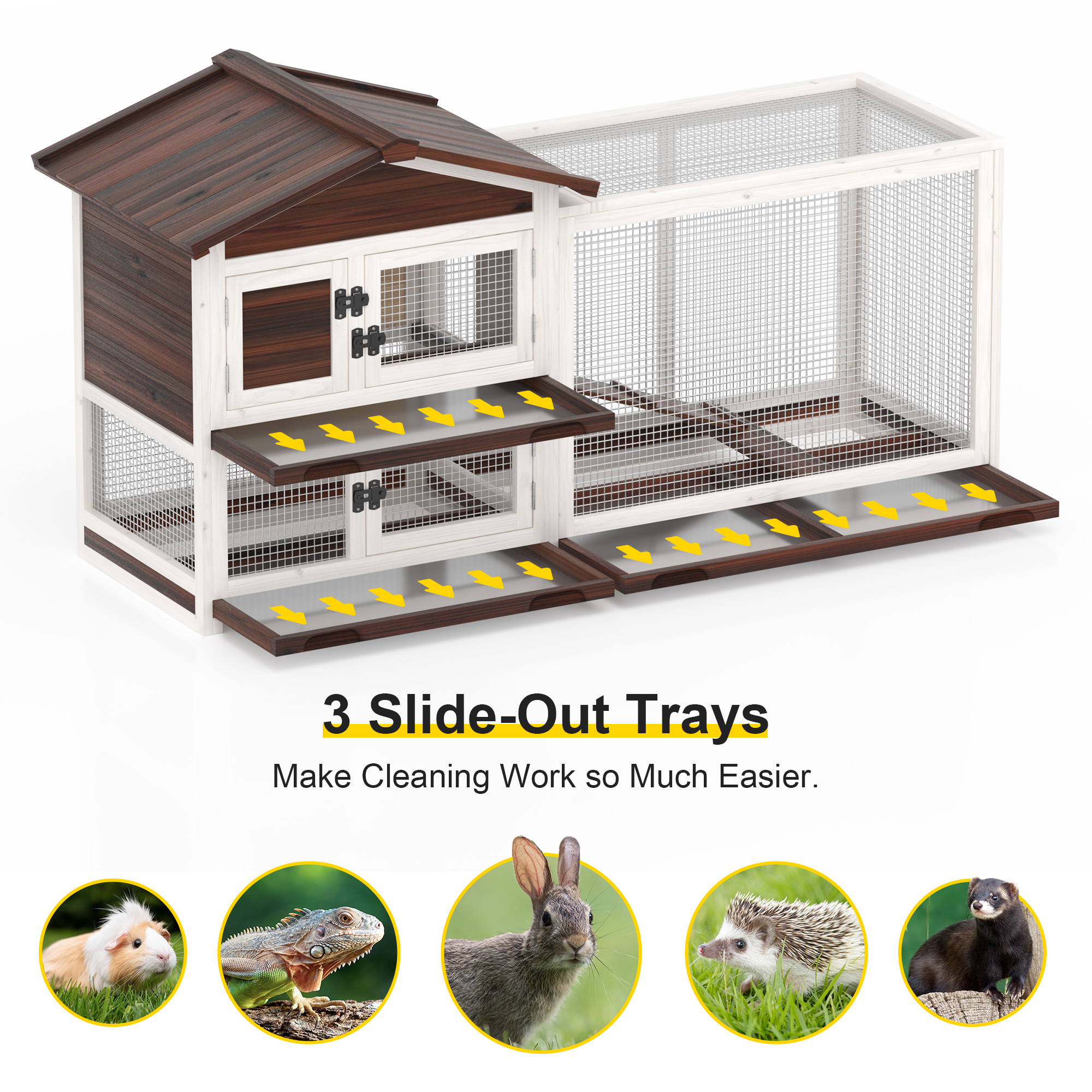 Kecreque Rabbit Cage Indoor & Outdoor Rabbit Hutch Weatherproof Bunny ...