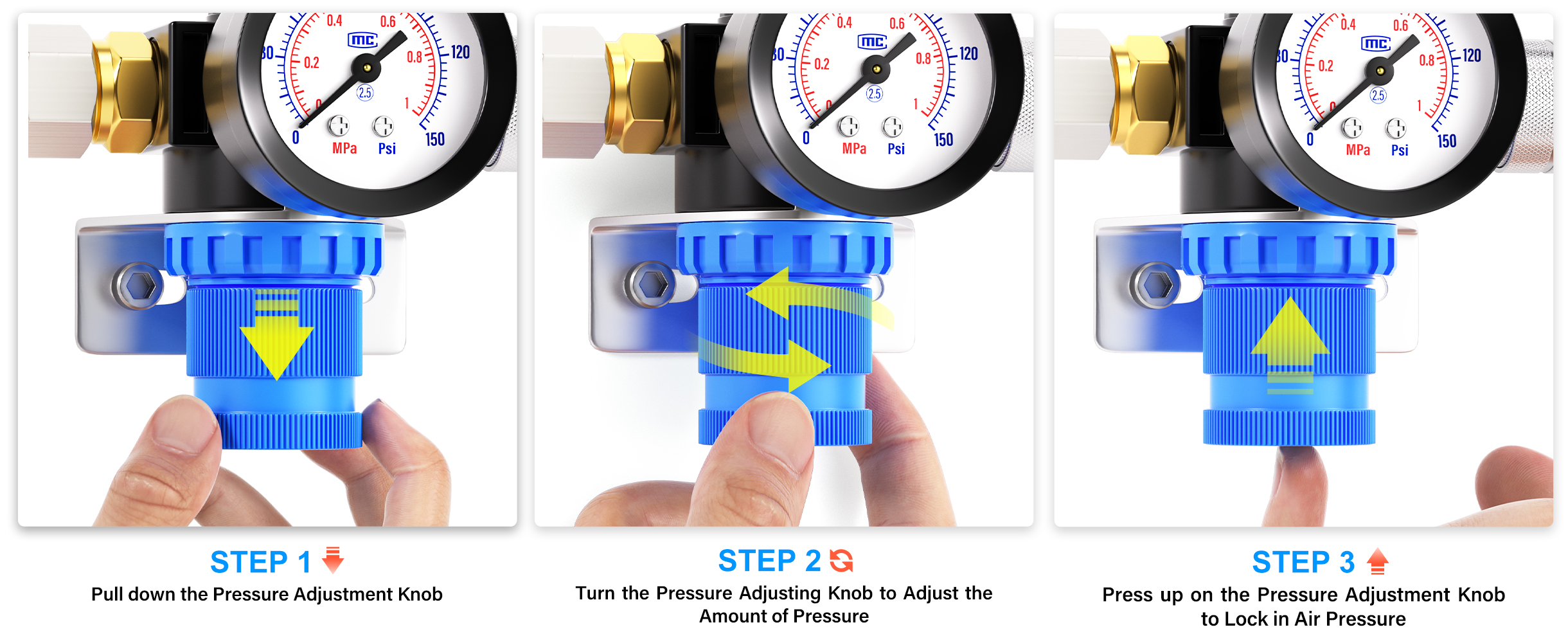 TAILONZ PNEUMATIC 5-in-1 1/4 Inch NPT AR2000 Mini Pressure Regulator ...