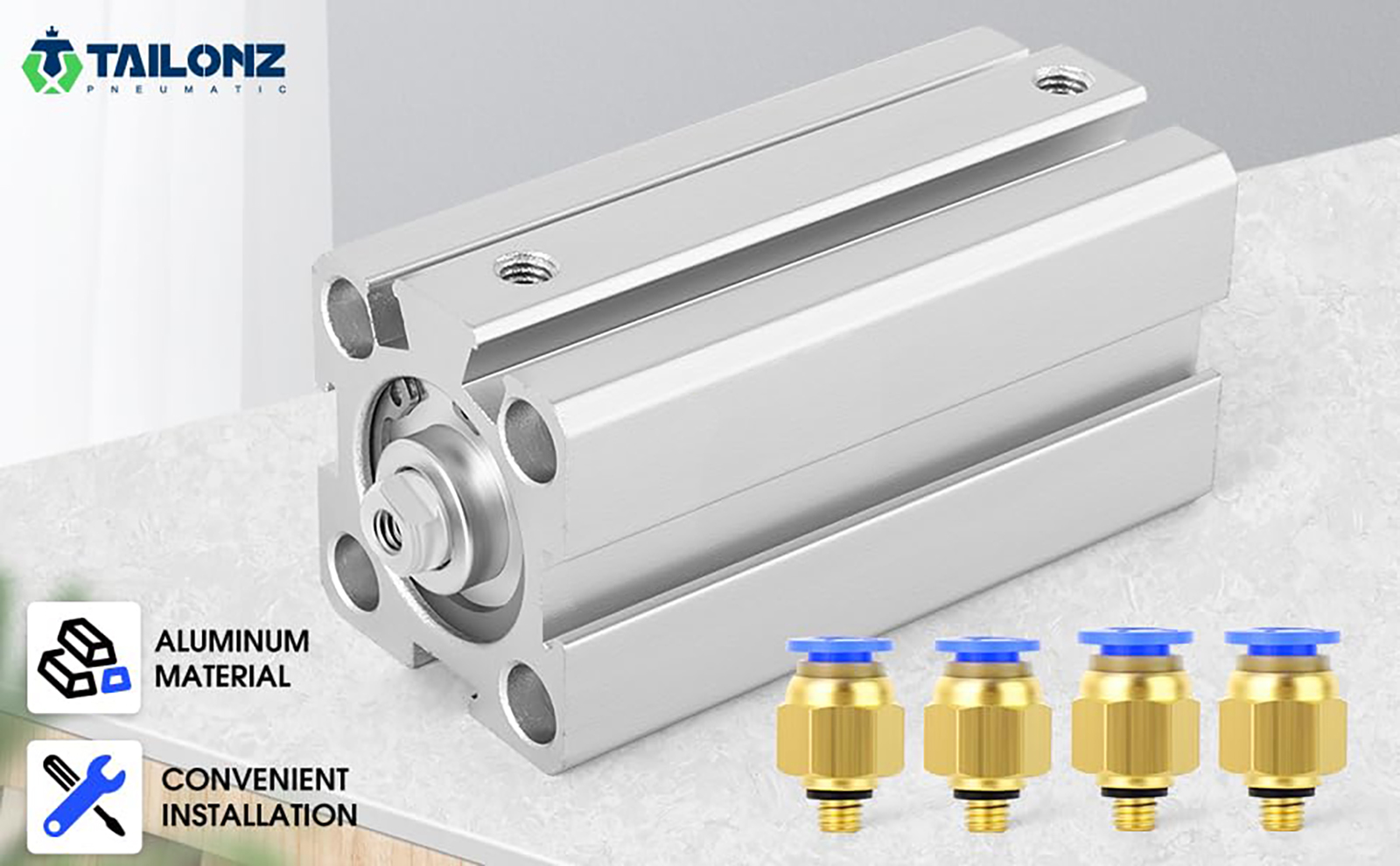 TAILONZ PNEUMATIC Pneumatic Small Thin Cylinder Aluminum Pneumatic Air ...