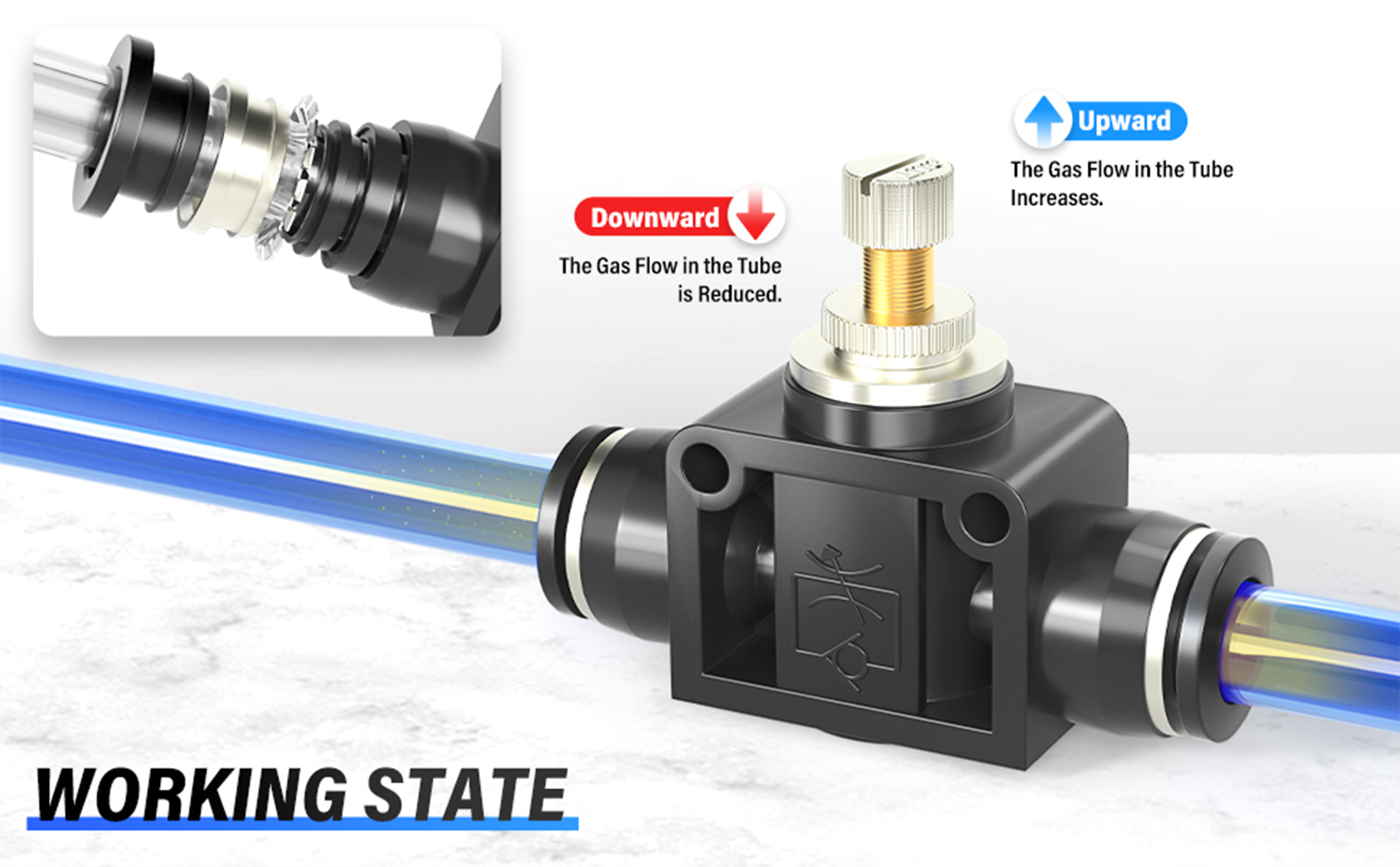 TAILONZ PNEUMATIC Black SCF Air Flow Control Valve with Push-to-Connect ...
